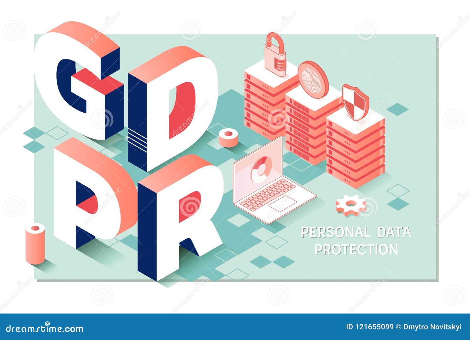 GDPR, General Data Protection Regulation Compliance.Isometric Personal ...