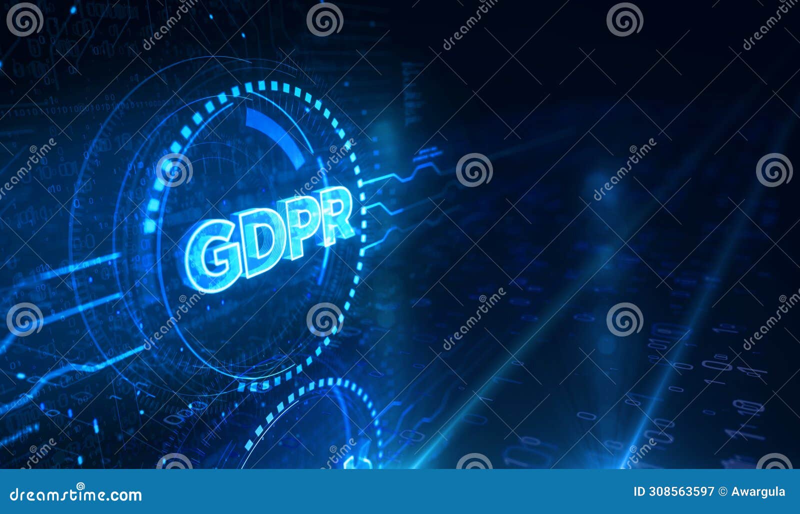 GDPR Data Protection Symbol Digital Concept 3d Illustration Stock ...