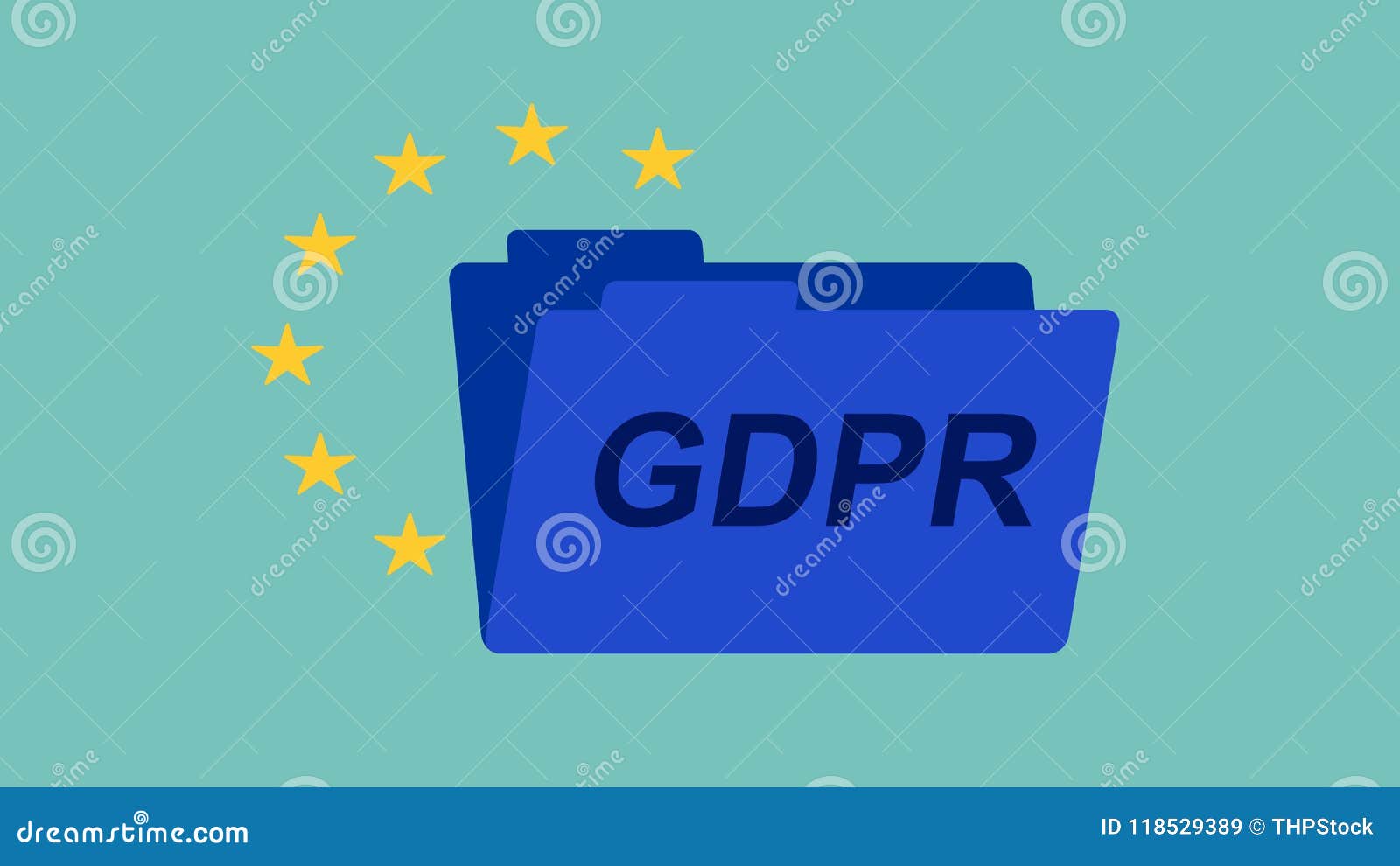 GDPR Folder with EU Stars stock vector. Illustration of legislation ...