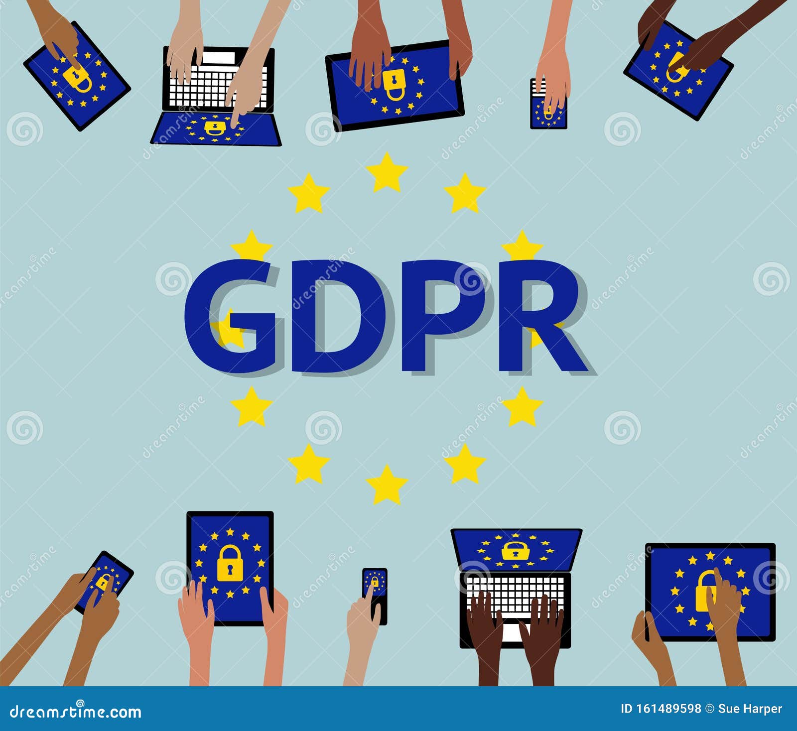 GDPR - General Data Protection Regulation. Dotted Europe Map ...