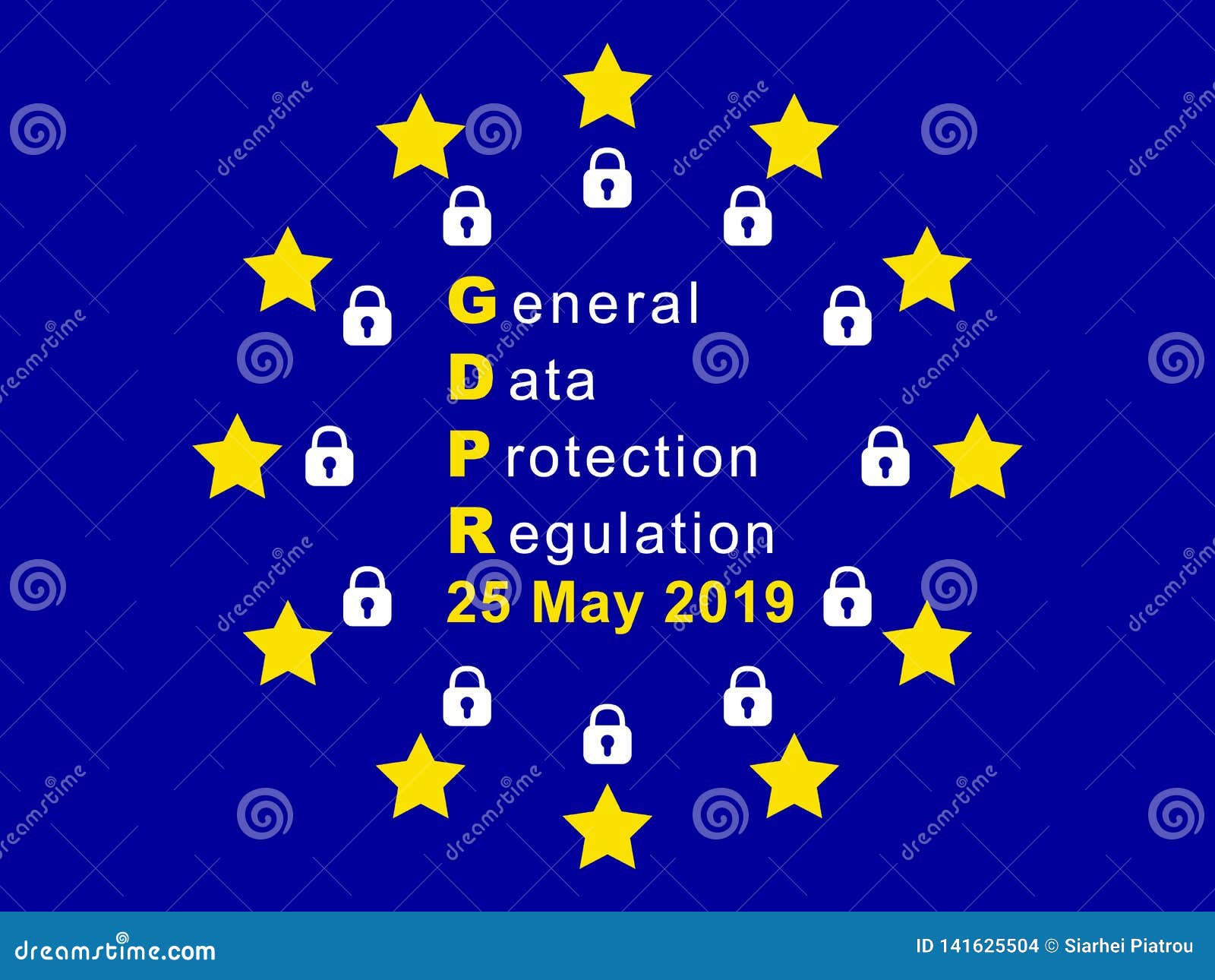 GDPR - General Data Protection Regulation. EU Flag Stock Illustration ...