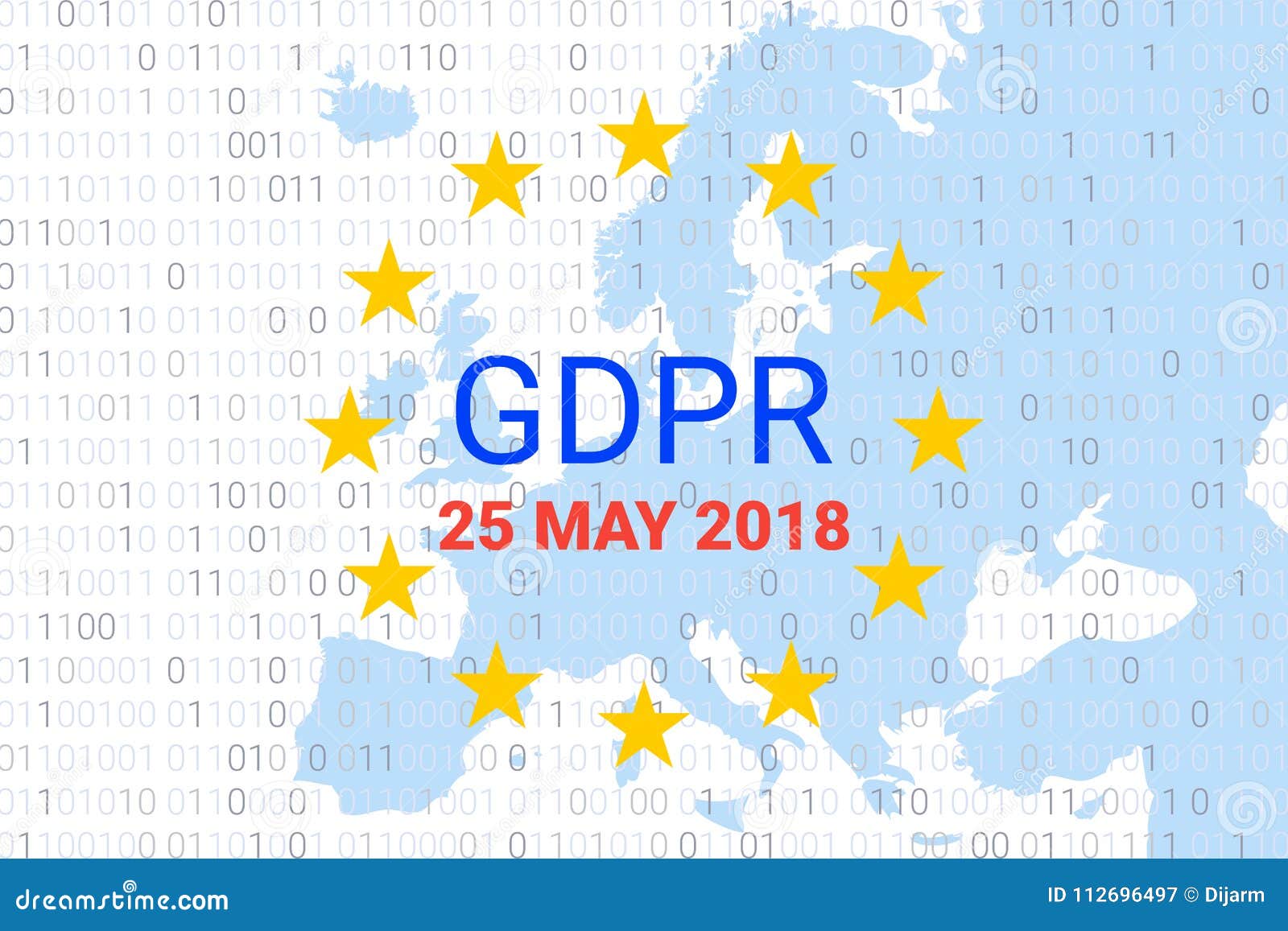 GDPR - General Data Protection Regulation. EU Map and Flag Symbol. Data ...