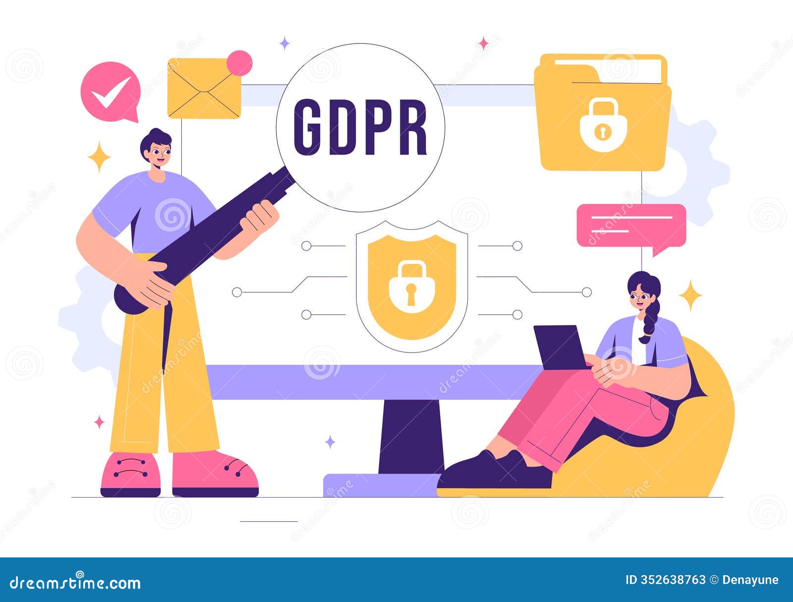GDPR or General Data Protection Regulation Illustration Featuring ...