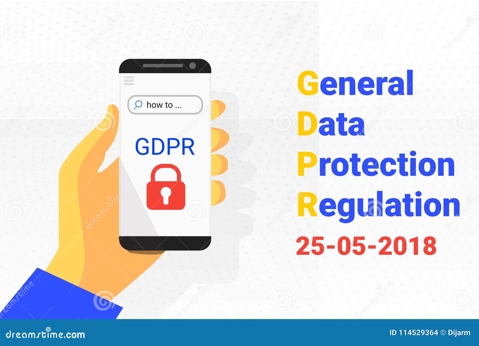 GDPR - General Data Protection Security Technology Background. Phone in ...