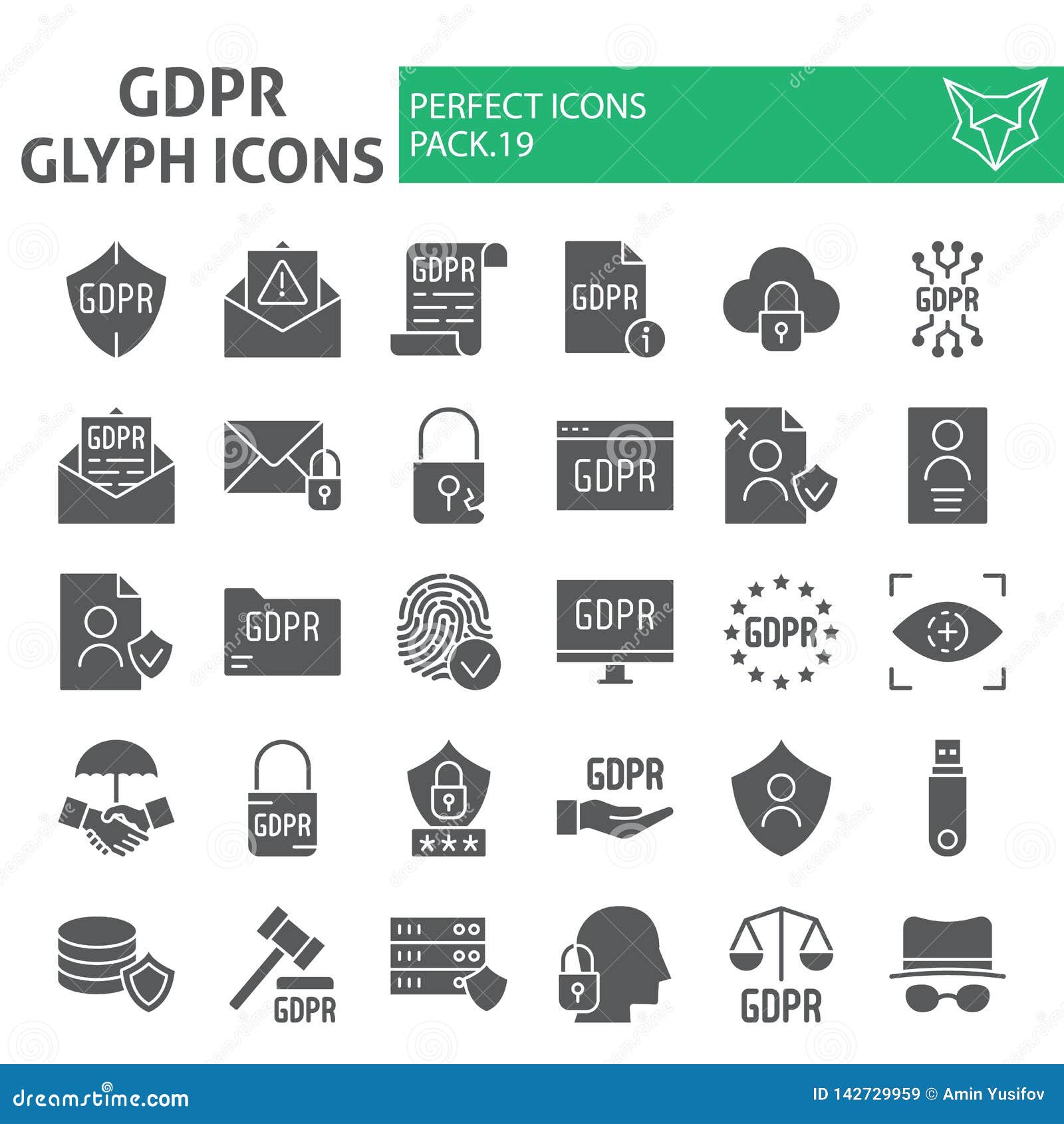 Gdpr Glyph Icon Set, General Data Protection Regulation Symbols ...