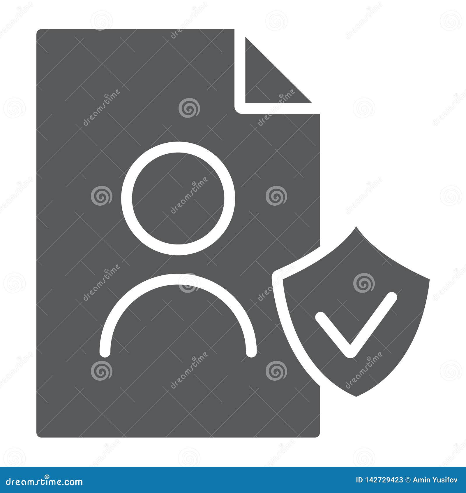 Gdpr Personall Data Glyph Icon, Private and Gdpr, Document Sign, Vector ...