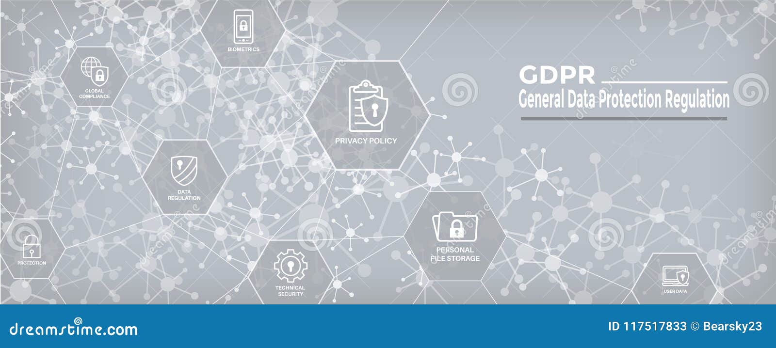 GDPR and Privacy Policy Web Banner Header & Background Stock Vector ...