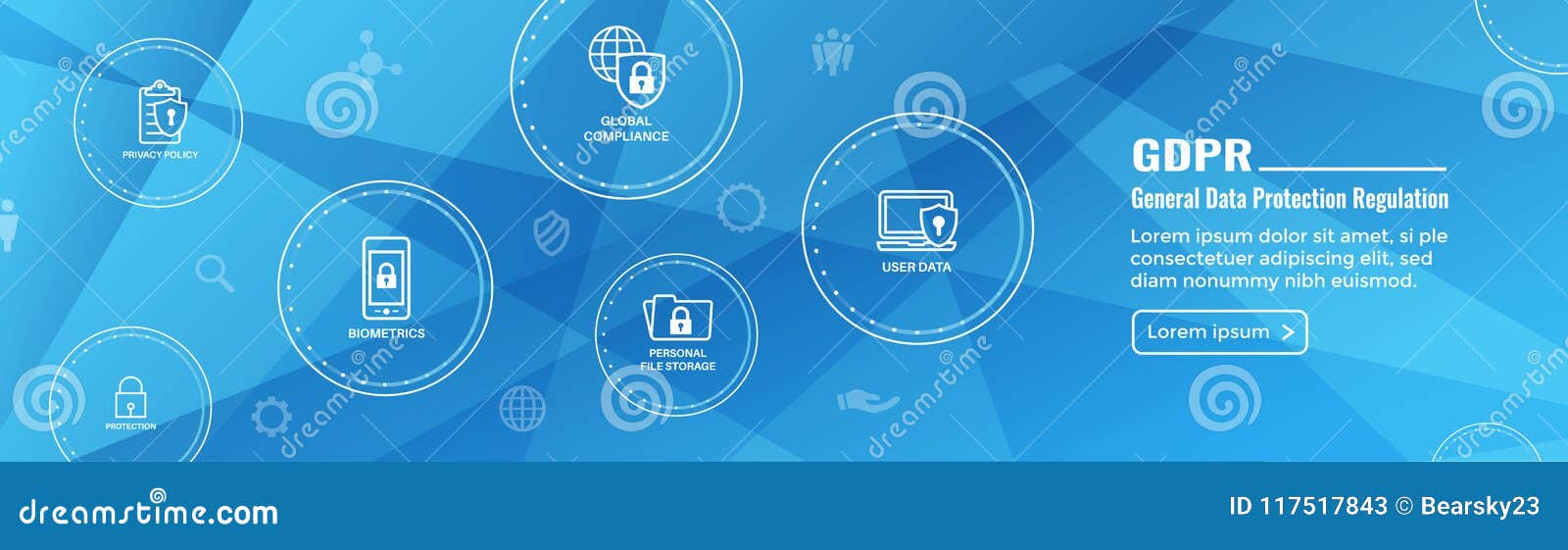 GDPR and Privacy Policy Web Banner Header & Background Stock Vector ...