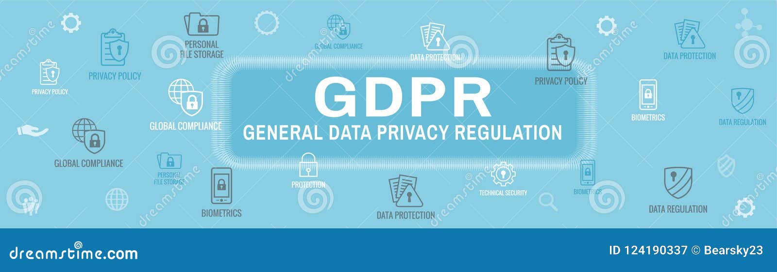 GDPR and Privacy Policy Web Banner Header and Background Stock Vector ...