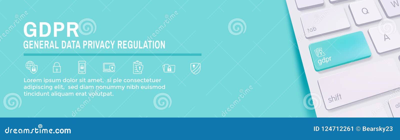 GDPR and Privacy Policy Web Banner Header and Background Stock Vector ...