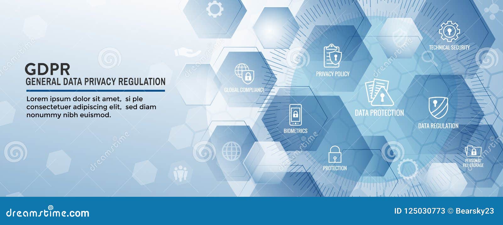 GDPR and Privacy Policy Web Banner Header and Background Stock Vector ...