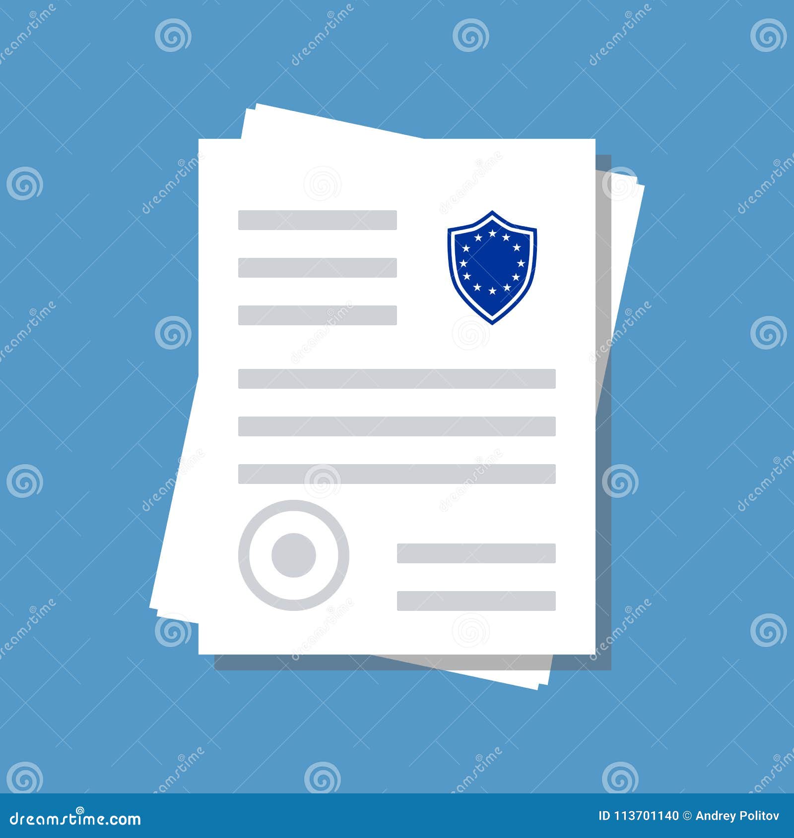 Gdpr Protected Document or Data, Flat Design Stock Vector ...