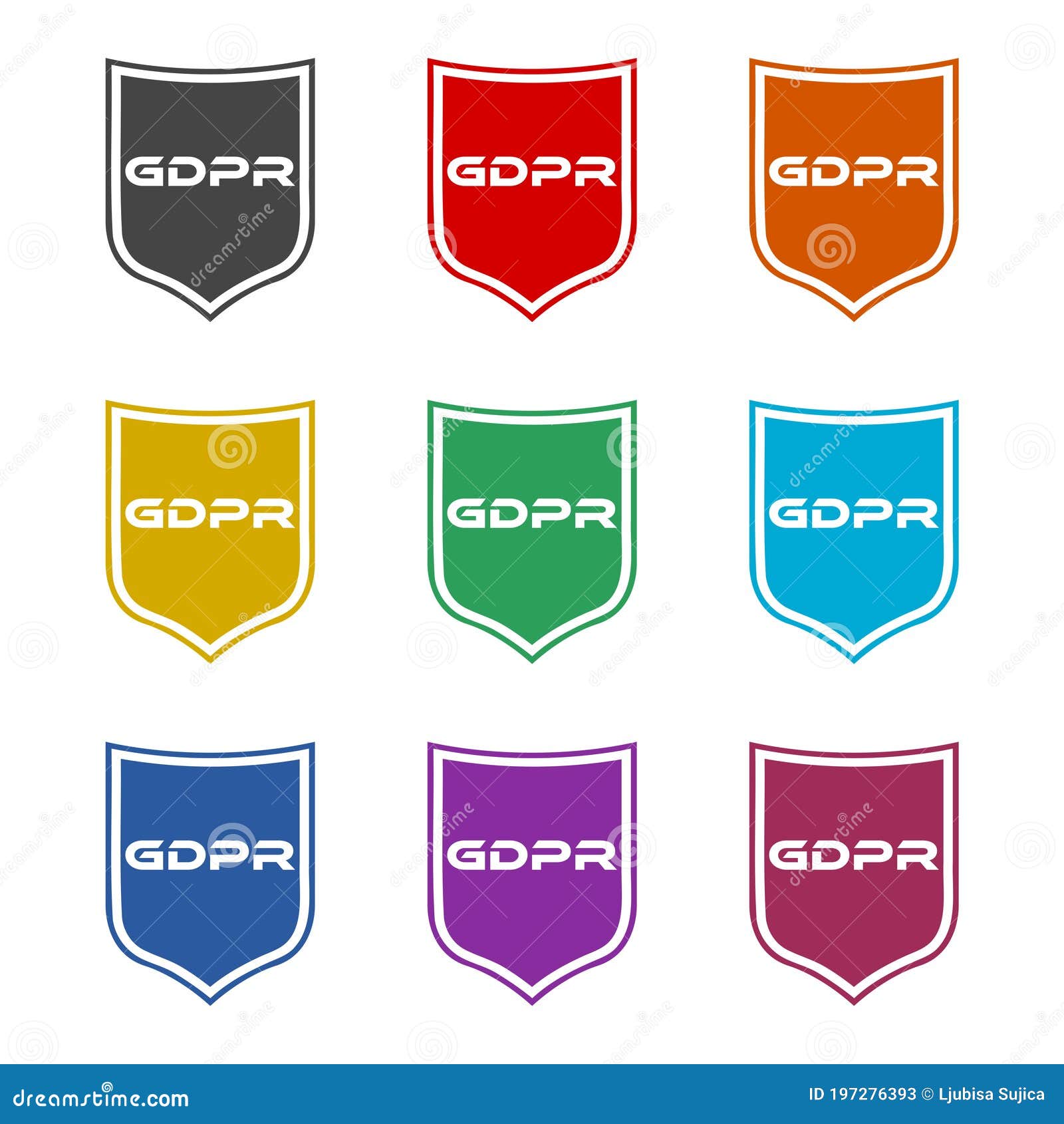 Gdpr Shield Icon, Color Set Stock Vector - Illustration of data ...