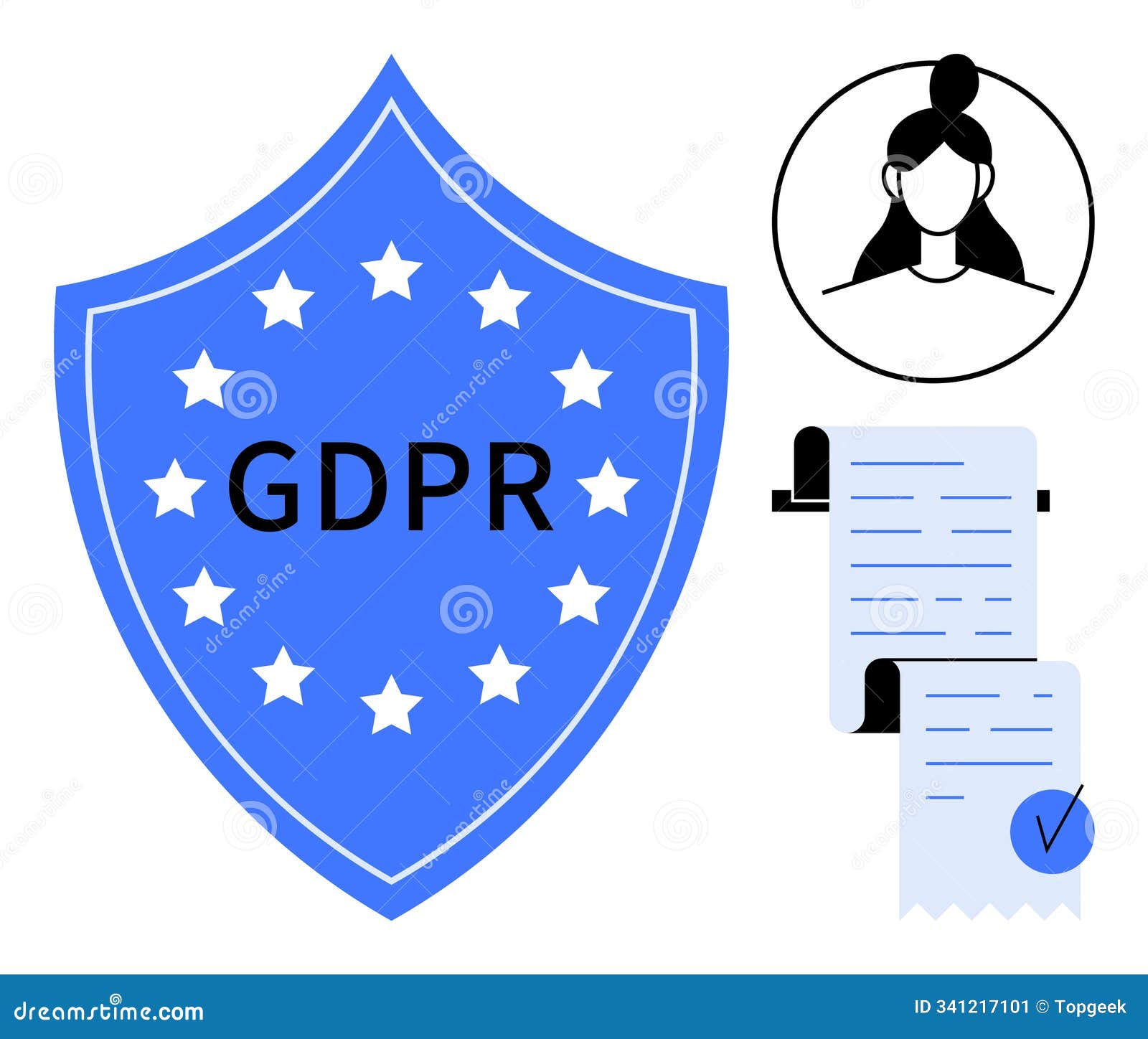 GDPR Shield with User Profile and Checklist for Data Protection and Privacy Compliance Stock ...