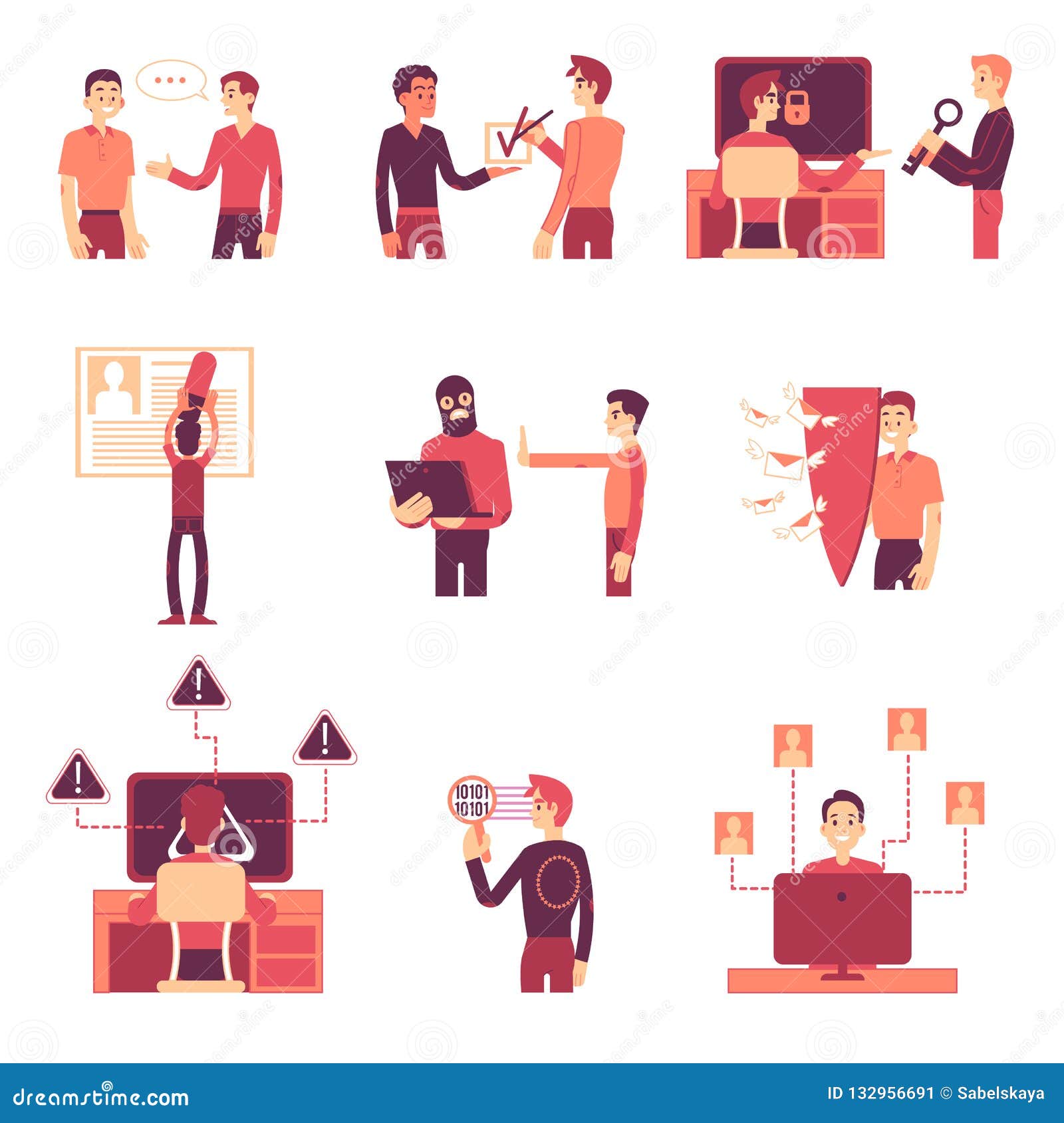 GDPR Vector Illustration with Various Scenes Depicting General Data ...