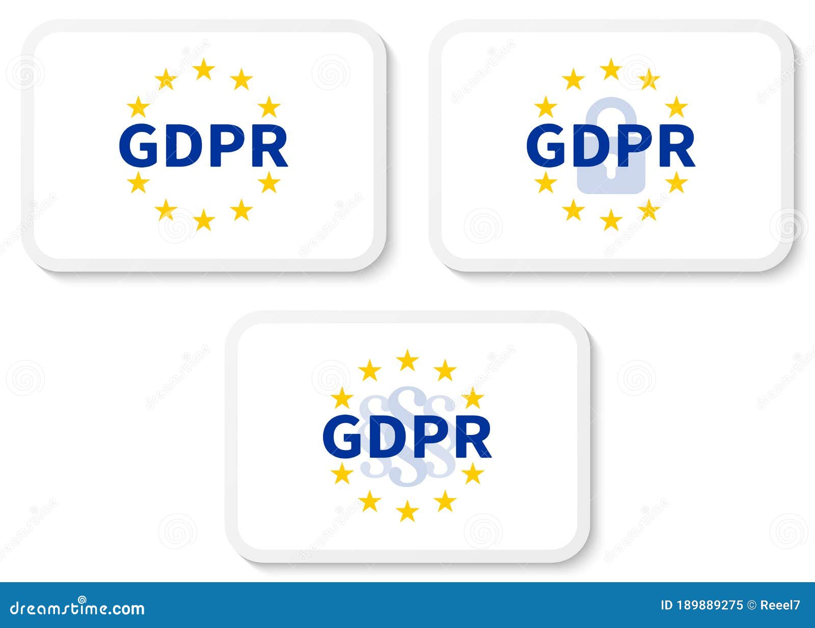 GDPR White Rectangular Sticker Set with the EU Flag, the Padlock Icon ...