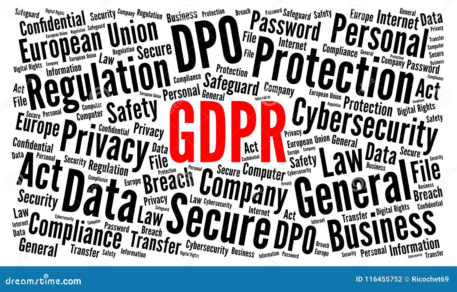 GDPR word cloud concept stock illustration. Illustration of padlock ...