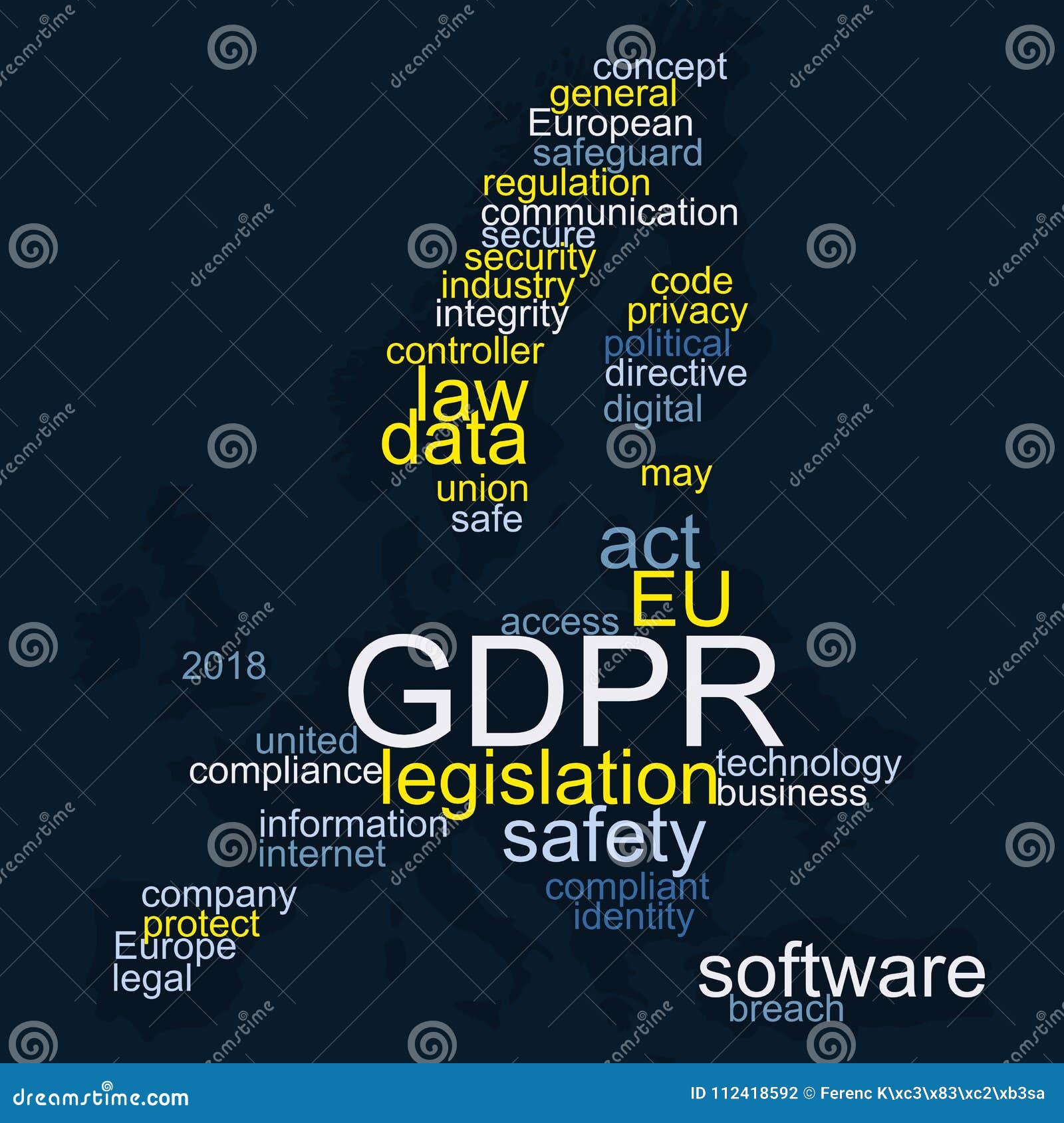 GDPR Word Cloud stock illustration. Illustration of concept - 112418592