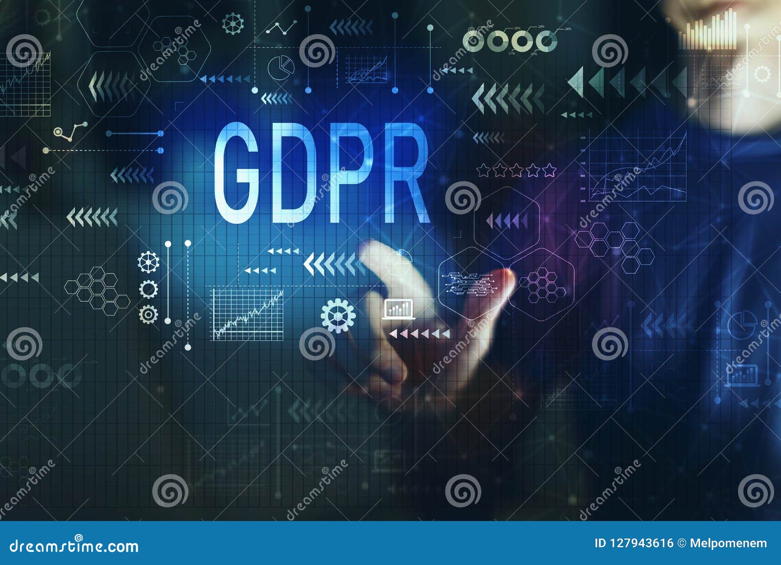 GDPR with young man stock illustration. Illustration of holding - 127943616