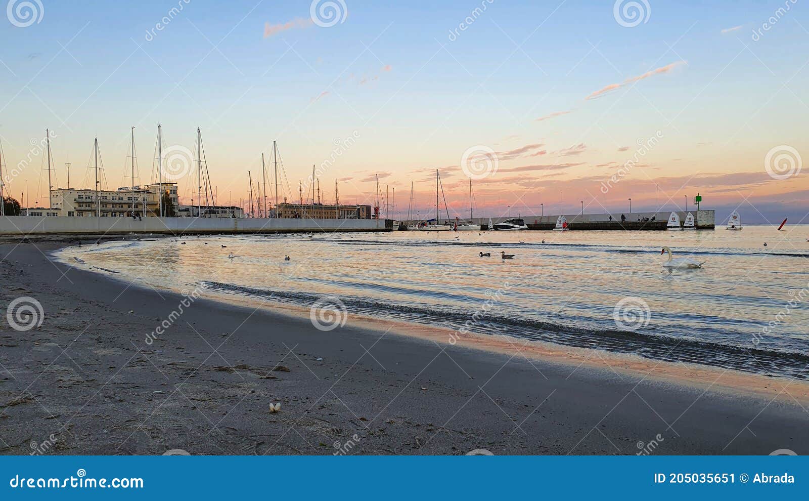 Gdynia Beach in the Colors of the Setting Sun Stock Image - Image of ...