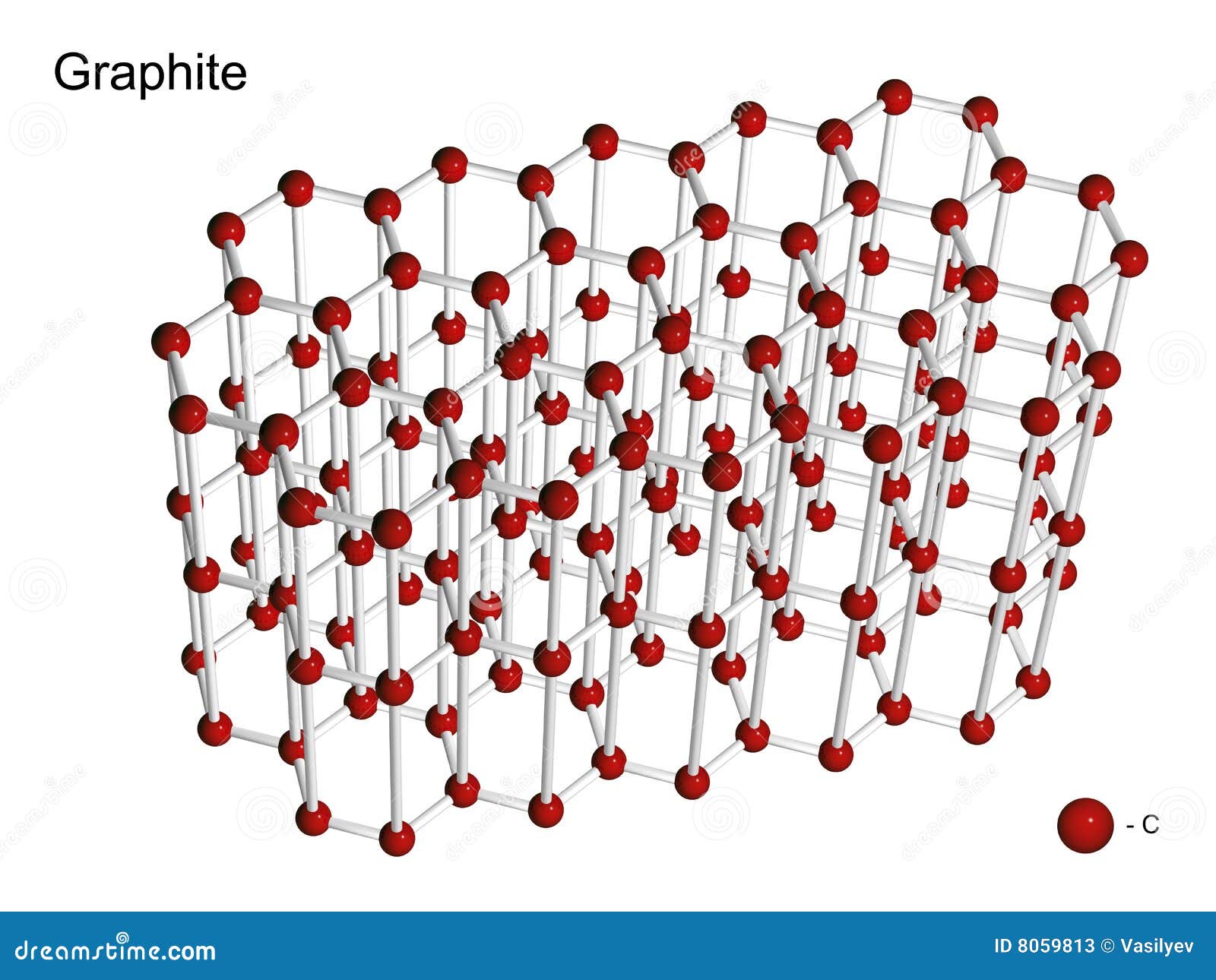 Geïsoleerd 3D Model Van Een Kristalrooster Van Grafiet Stock ...