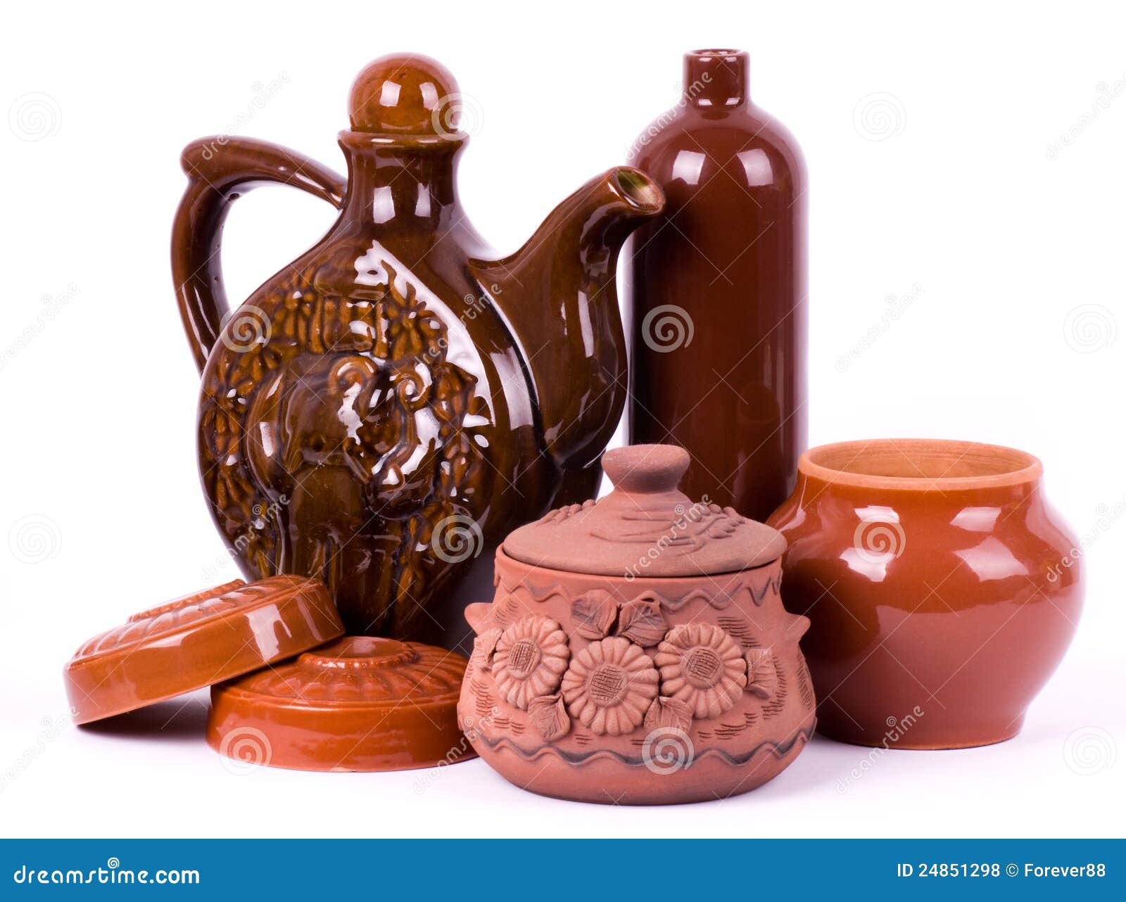 Geïsoleerdew De Potten Van De Klei Stock Foto - Image of ronde, koken ...