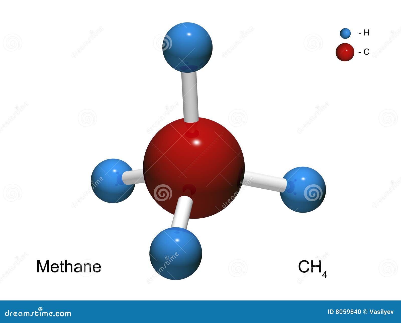 Geïsoleerdo 3D Model Van Een Molecule Van Methaan Stock Illustratie ...