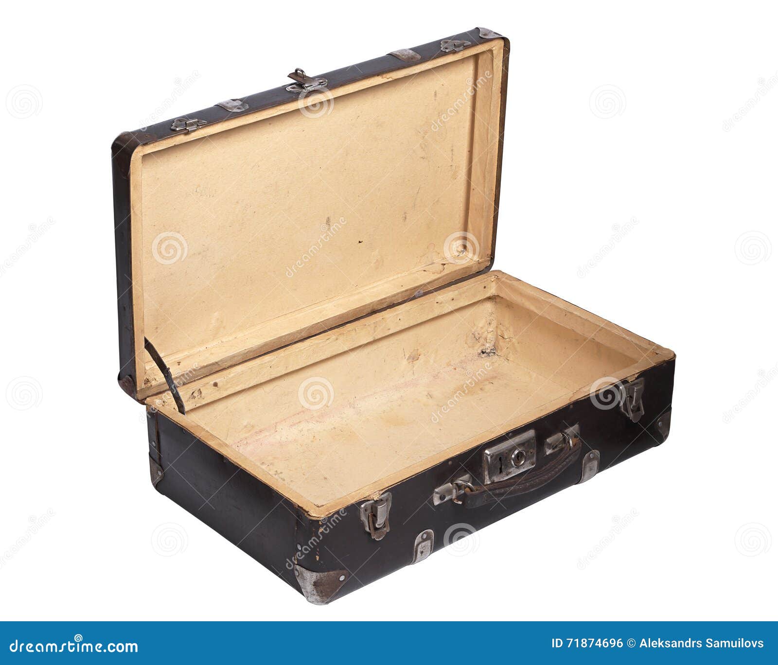 Geöffneter Retro- Koffer stockfoto. Bild von aktenkoffer - 71874696