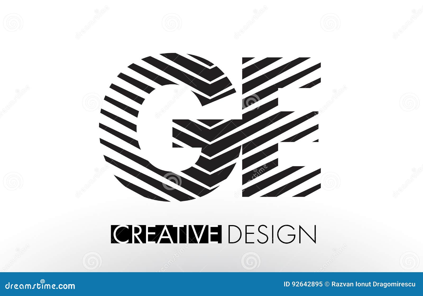 GE G E Lines Letter Design with Creative Elegant Zebra Stock Vector ...
