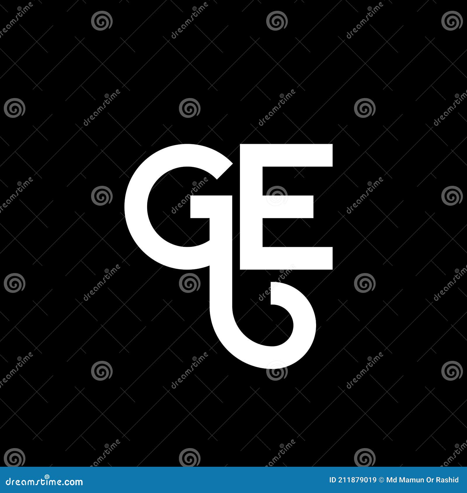 GE Letter Logo Design on Black Background. GE Creative Initials Letter ...