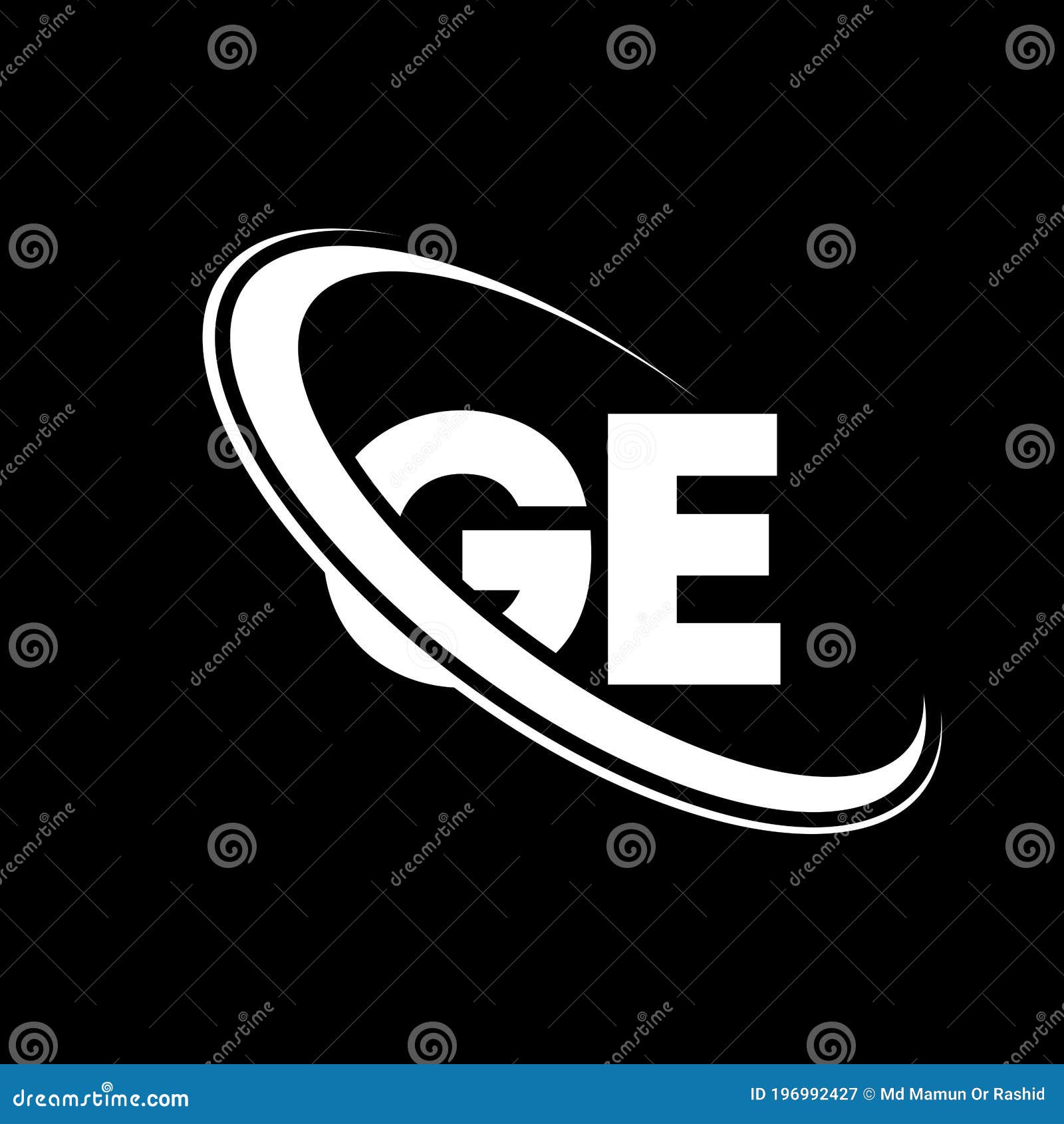 GE Logo. G E Design. White GE Letter. GE/G E Letter Logo Design Stock ...