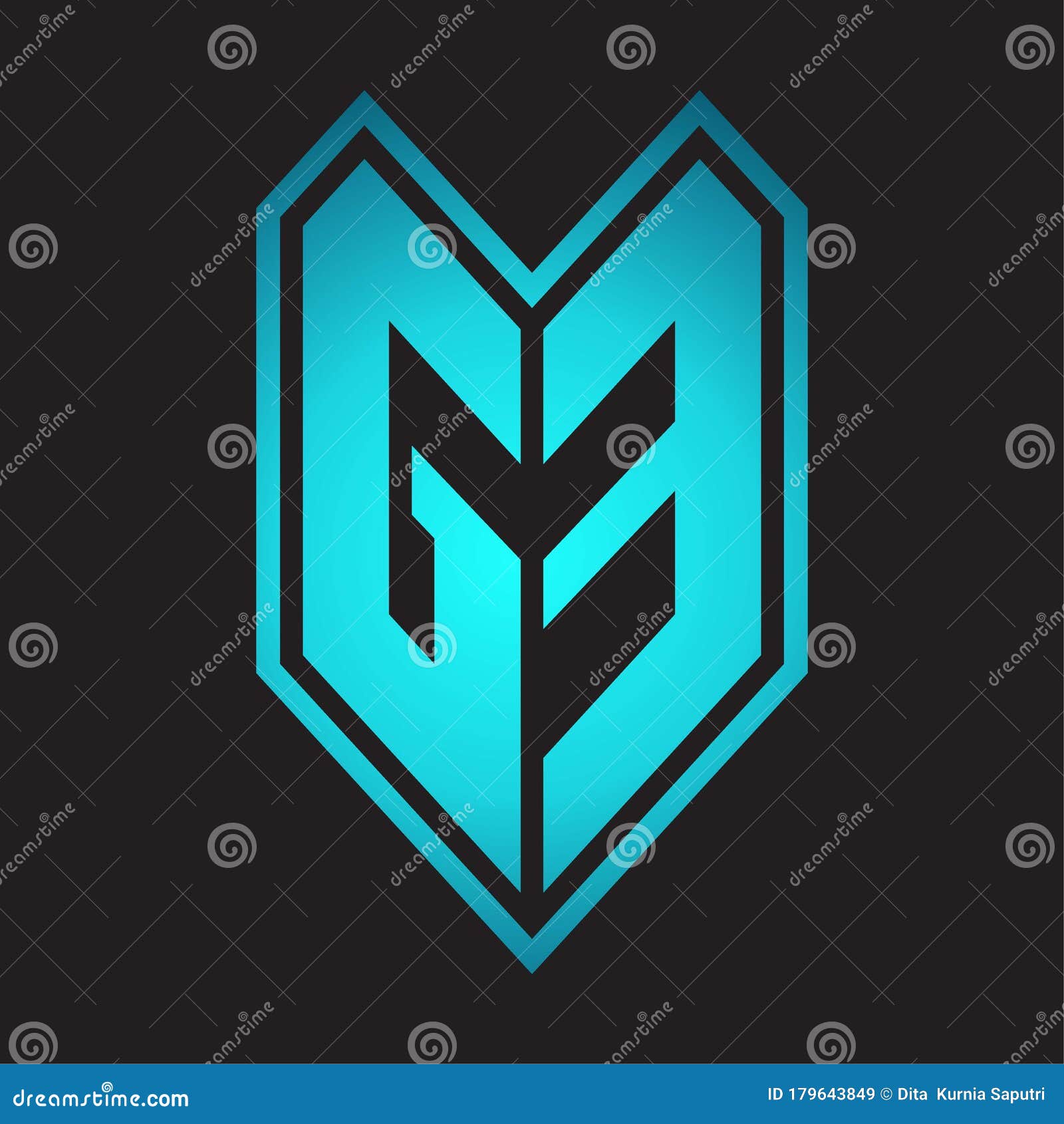GE Logo Monogram with Emblem Line Style Isolated on Blue Gradient ...