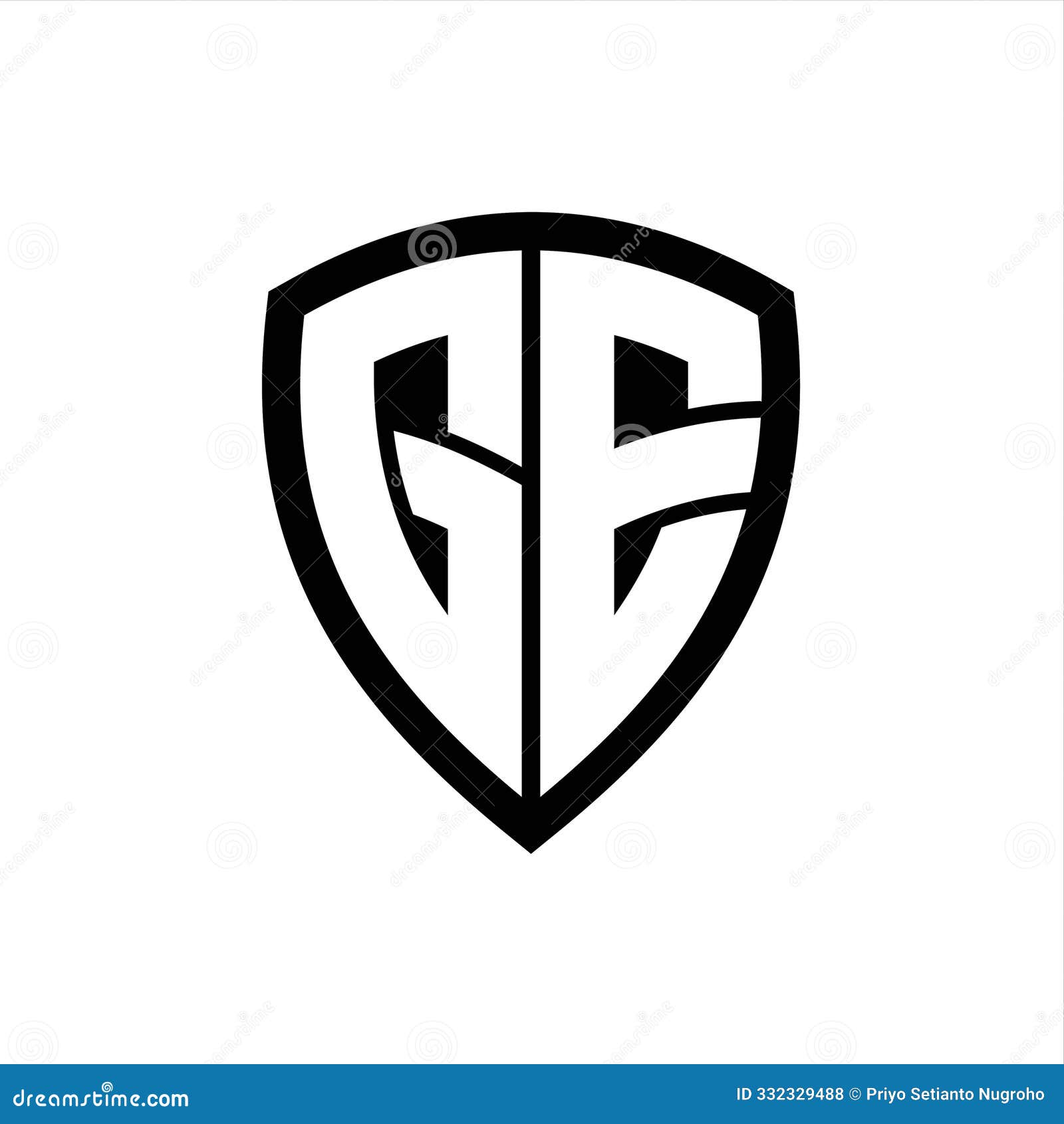 GE Monogram Logo with Bold Letters Shield Shape with Black and White ...