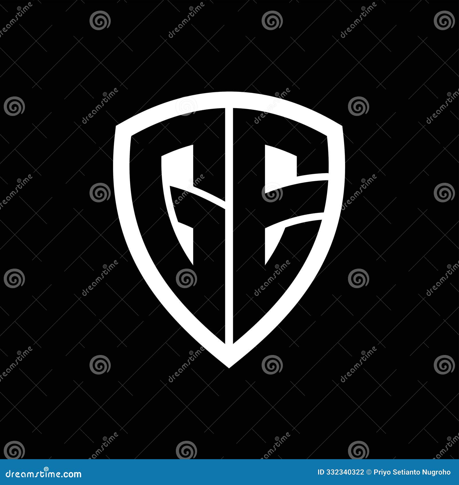 GE Monogram Logo with Bold Letters Shield Shape with Black and White ...