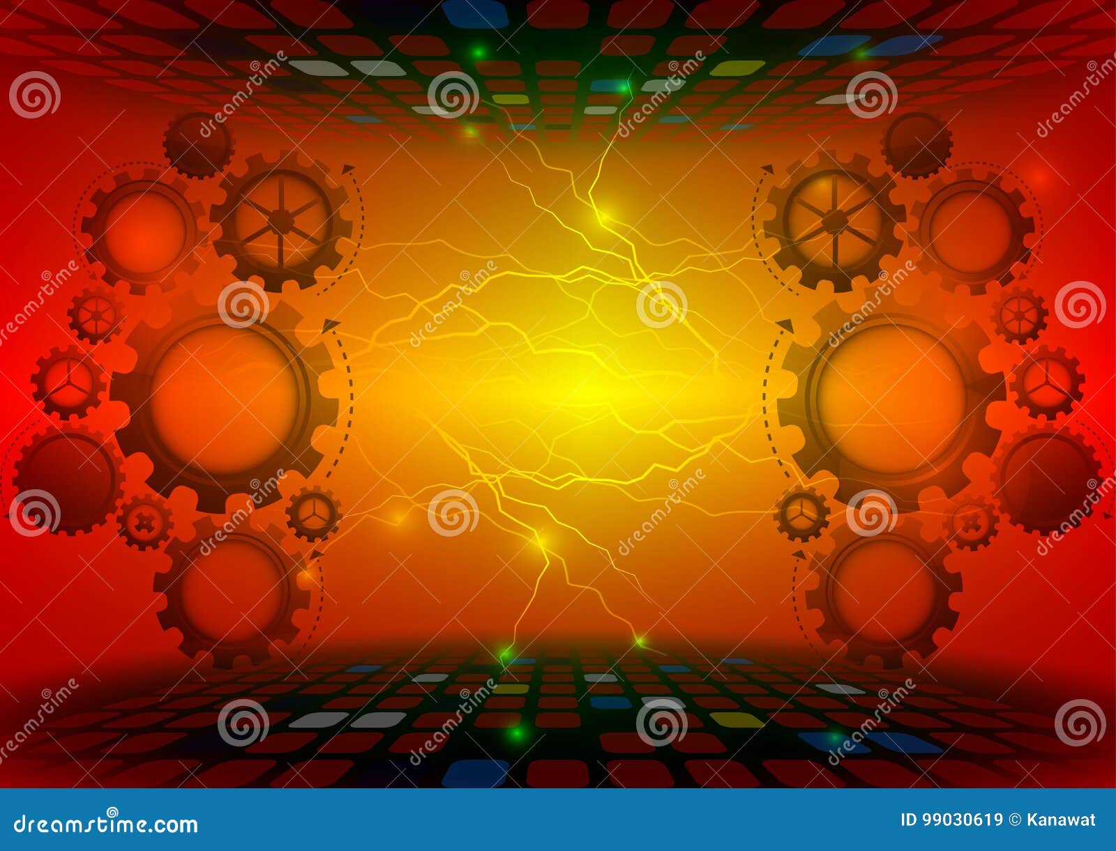 Gear Abstract Vector Red Background Technology Concept Stock Vector ...
