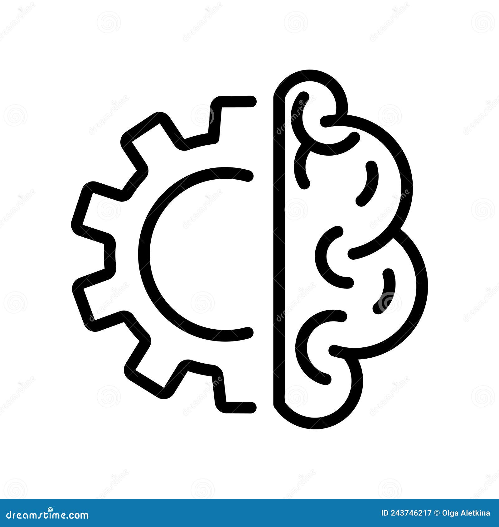 Gear Ai Brain Icon. Outline Gear Ai Brain Vector Icon for Web Design ...