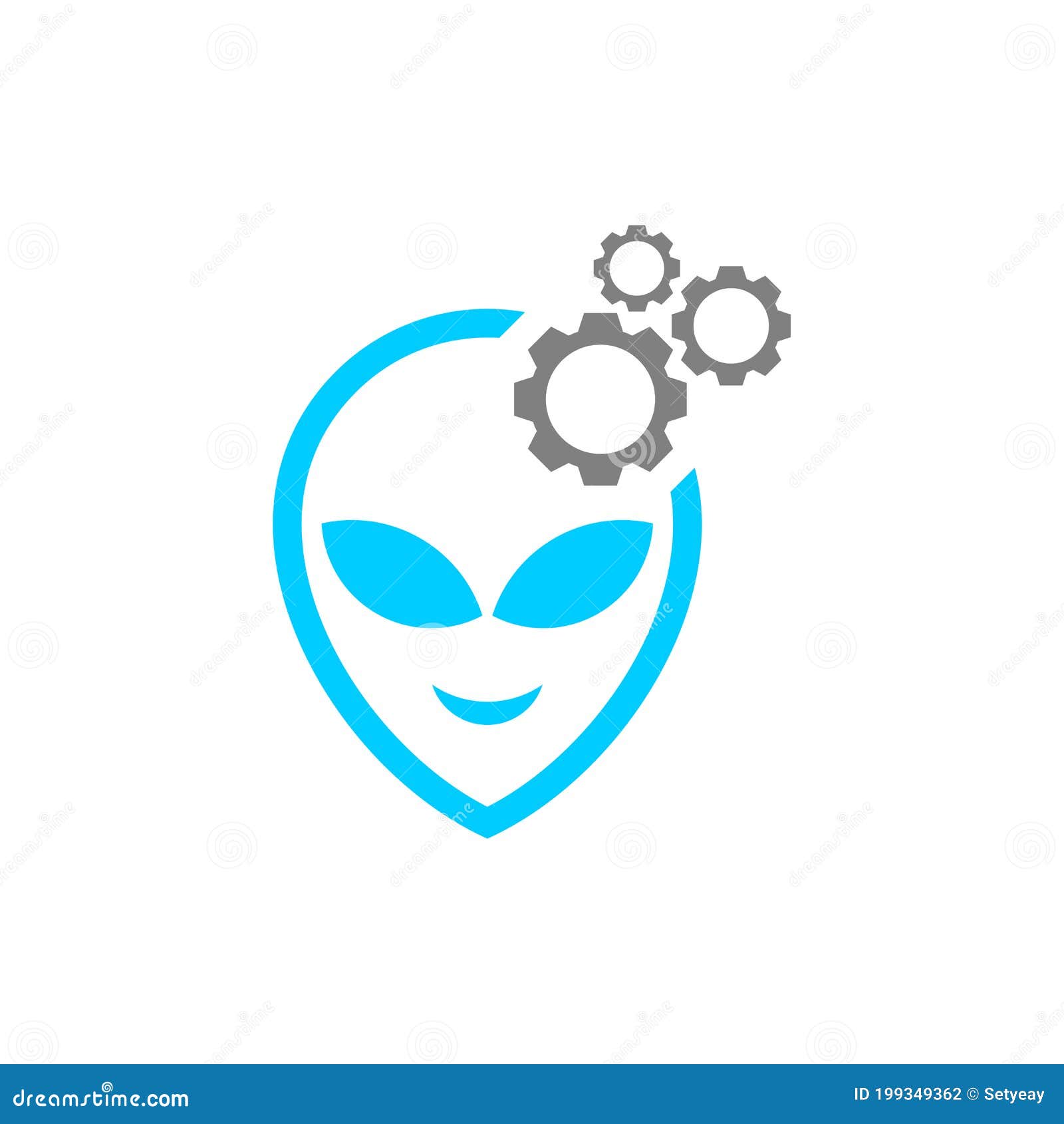 Gear Alien Logo Design Vector Illustration, Alien Design Template Stock ...