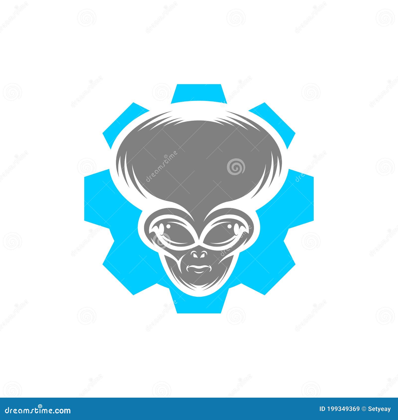 Gear Alien Logo Design Vector Illustration, Alien Design Template Stock ...