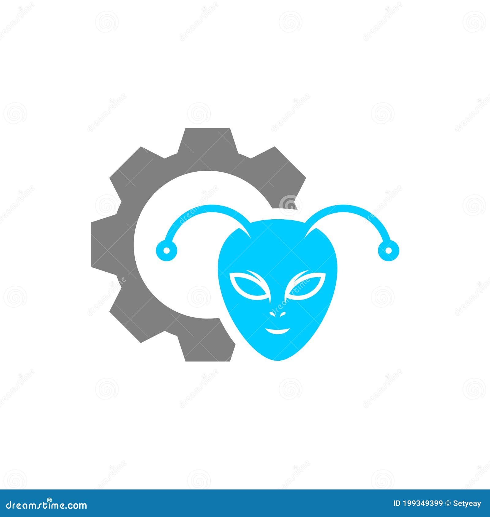 Gear Alien Logo Design Vector Illustration, Alien Design Template Stock ...