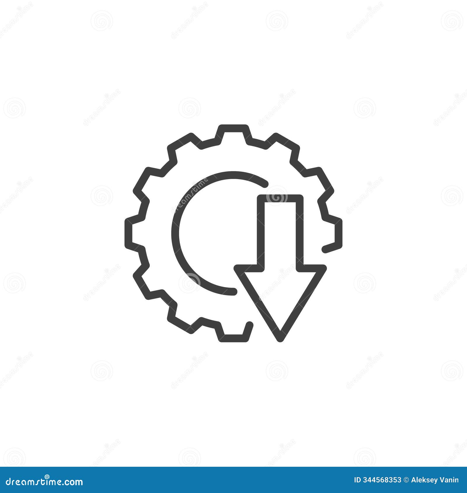 Gear with Arrow Down Line Icon Stock Illustration - Illustration of ...
