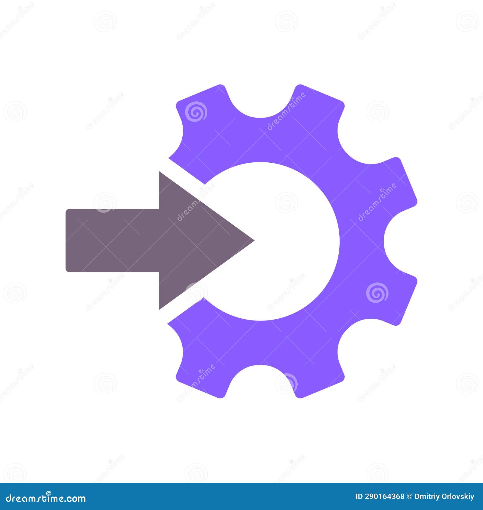 Gear and Arrow Icon Isolated on White. Vector Flat Illustration for ...