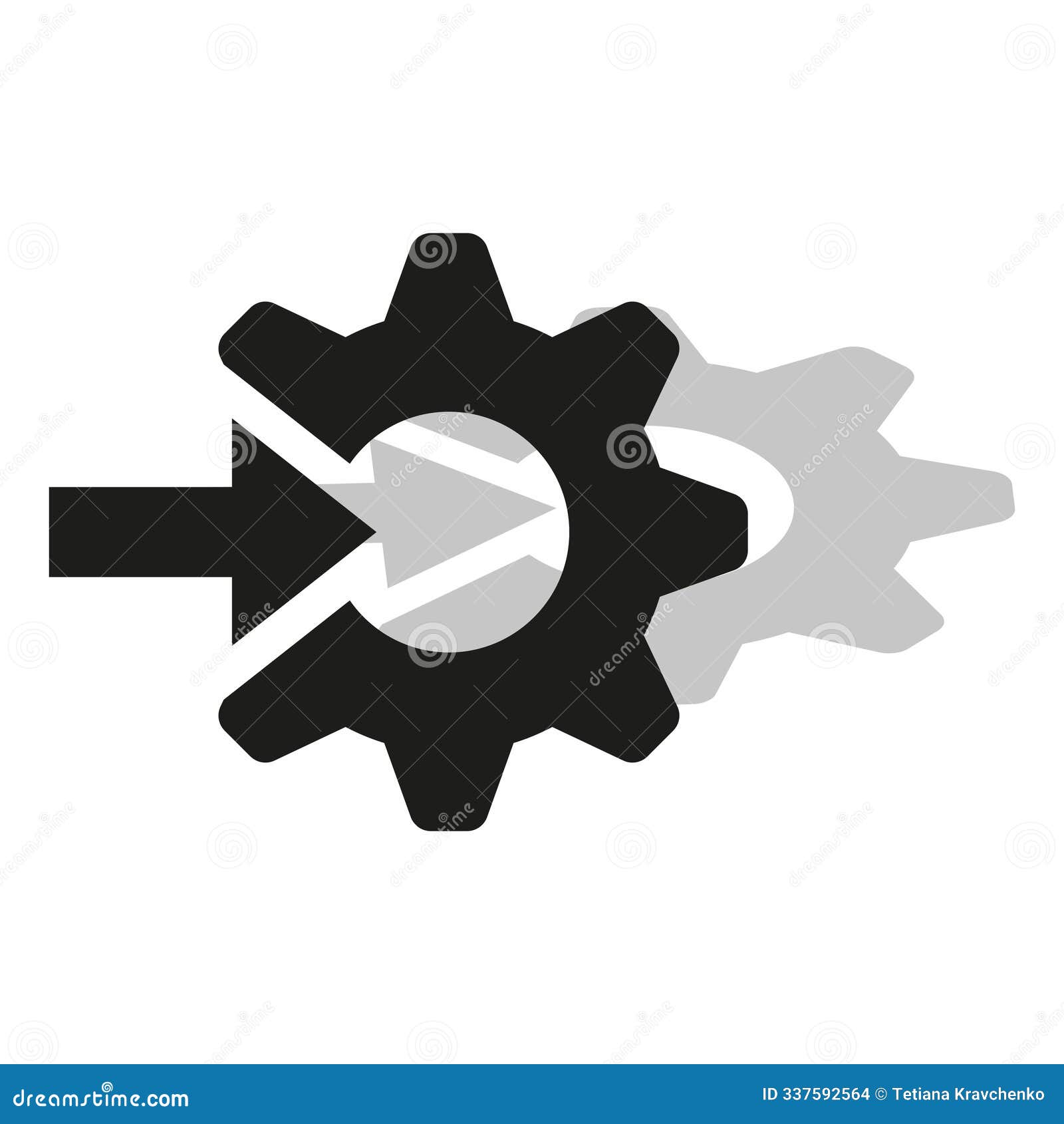 Gear Arrow Integration. Mechanical Forward Motion. Industrial Symbol ...