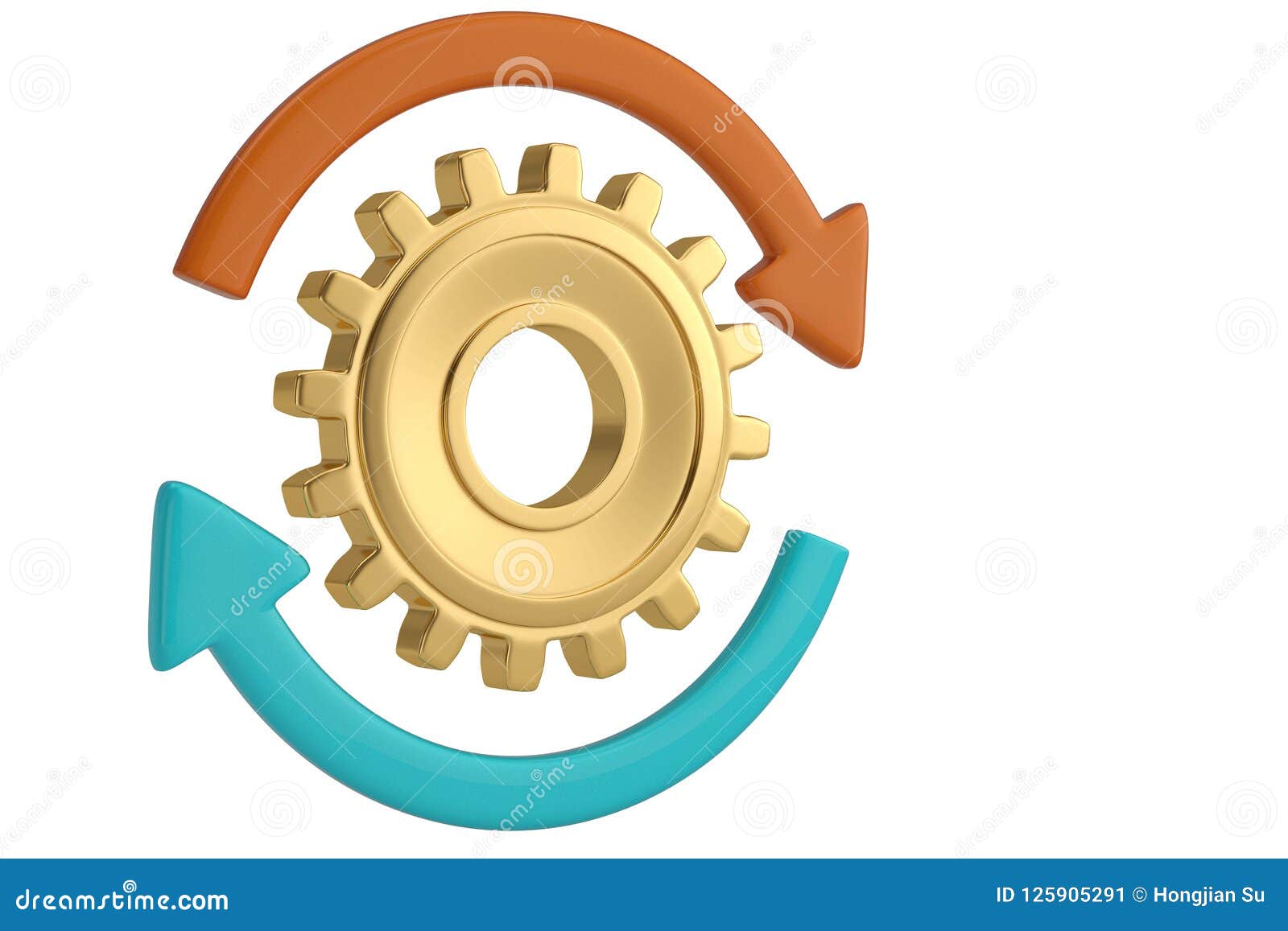 Gear and Arrows As Workflow Concept. 3D Illustration. Stock ...