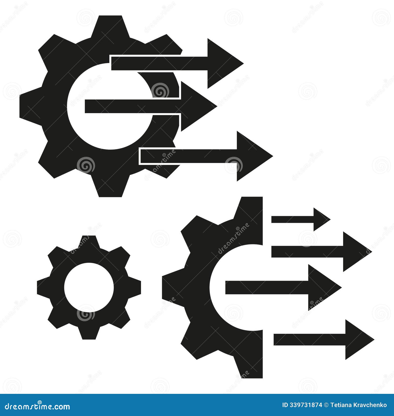 Gear with Arrows. Directional Movement Symbol. Mechanical Vector Icon ...
