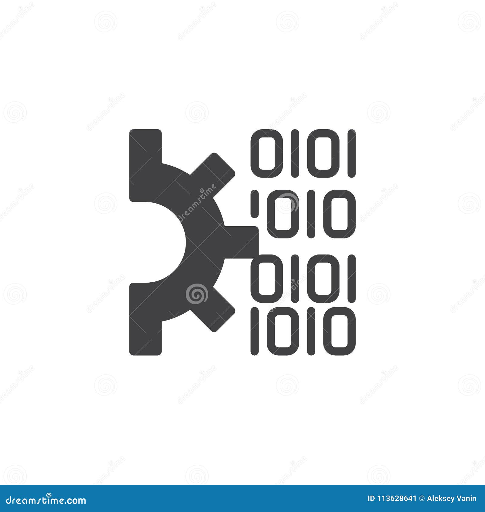 Gear and Binary Code Vector Icon Stock Vector - Illustration of single ...