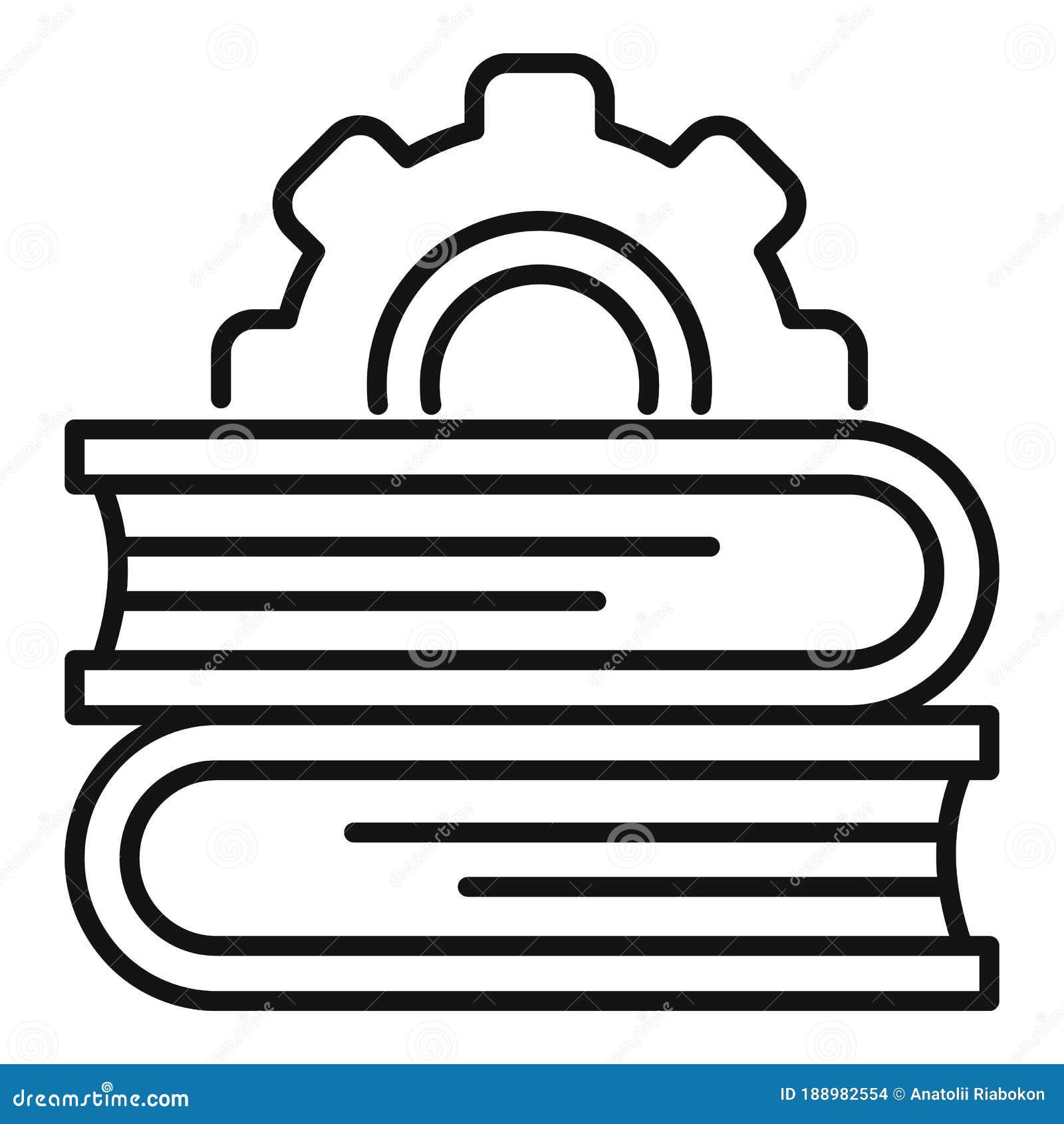 Gear Book Stack Icon, Outline Style Stock Vector - Illustration of ...