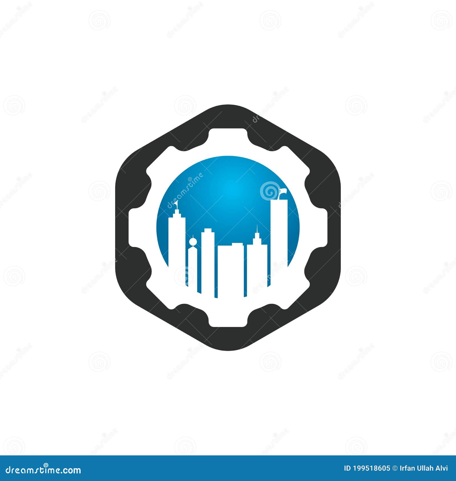Gear Building Vector Logo Design Template. Stock Vector - Illustration ...