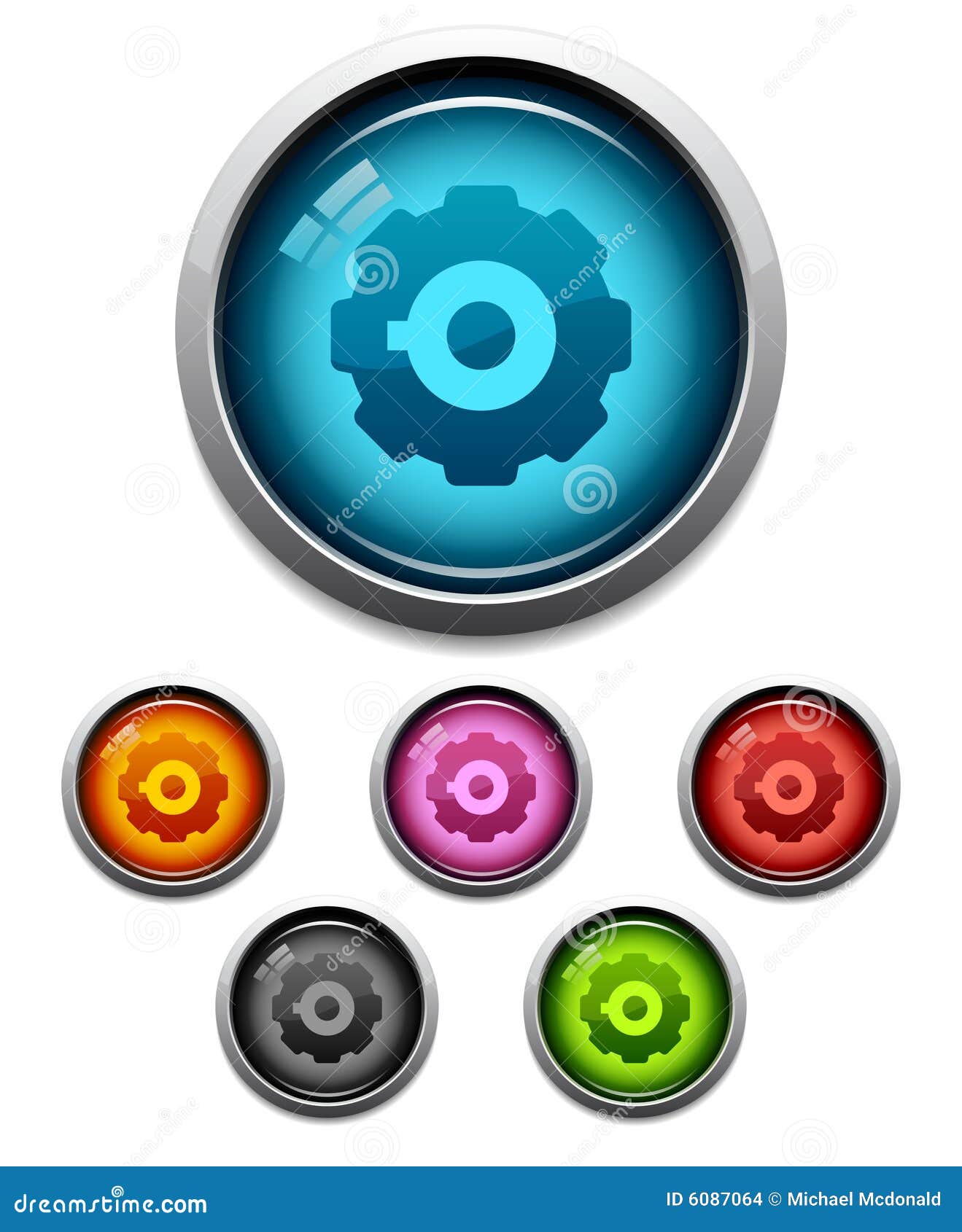 Gear button icon stock vector. Illustration of green, abstract - 6087064