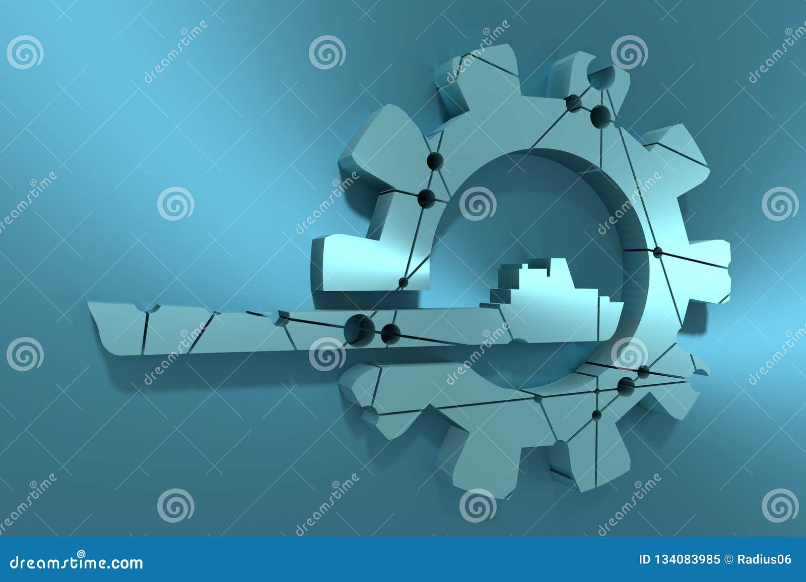 Gear with cargo ship stock illustration. Illustration of container ...
