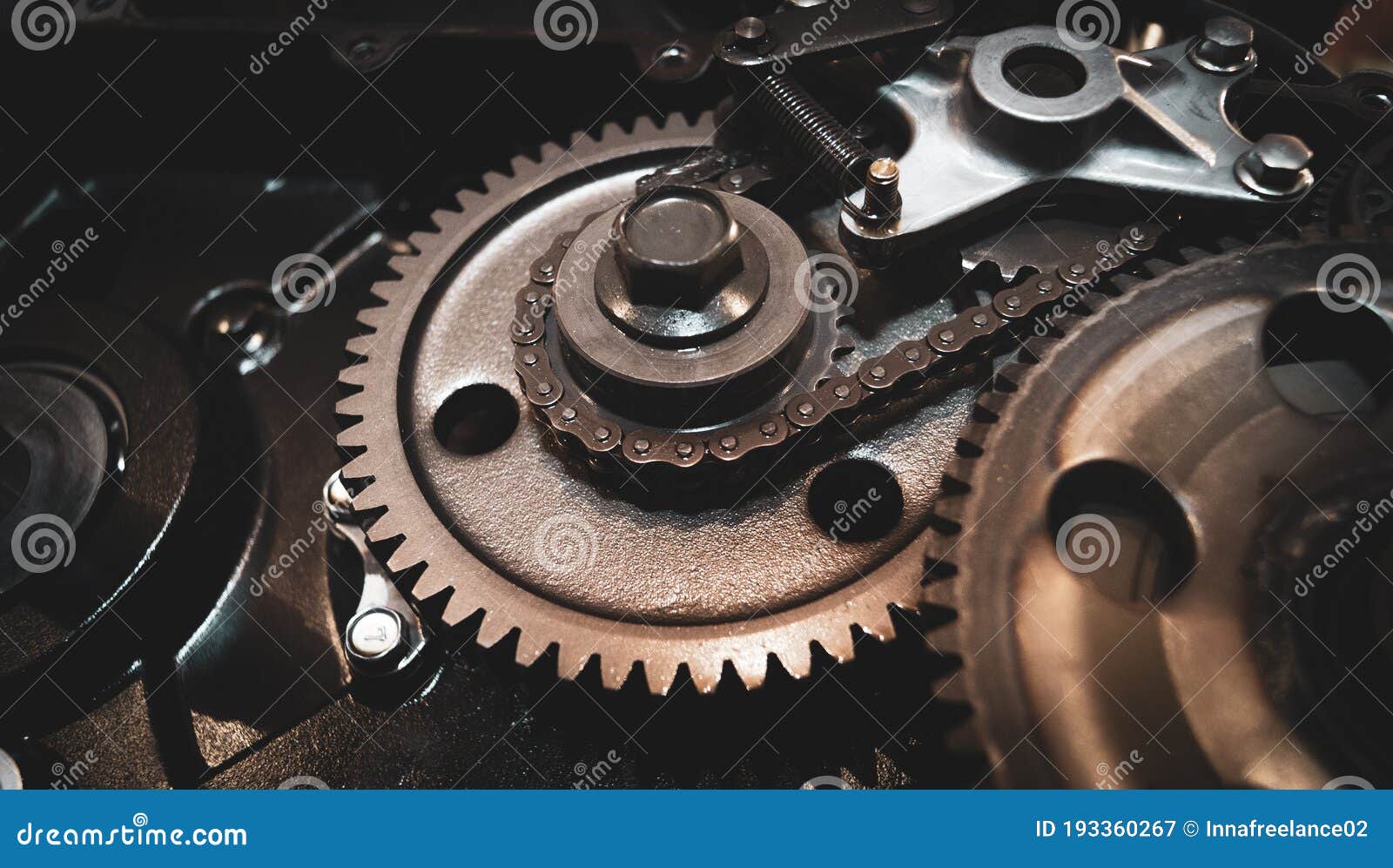 Gear and Chain of the Engine. Internal Device of the Motor. Stock Image ...